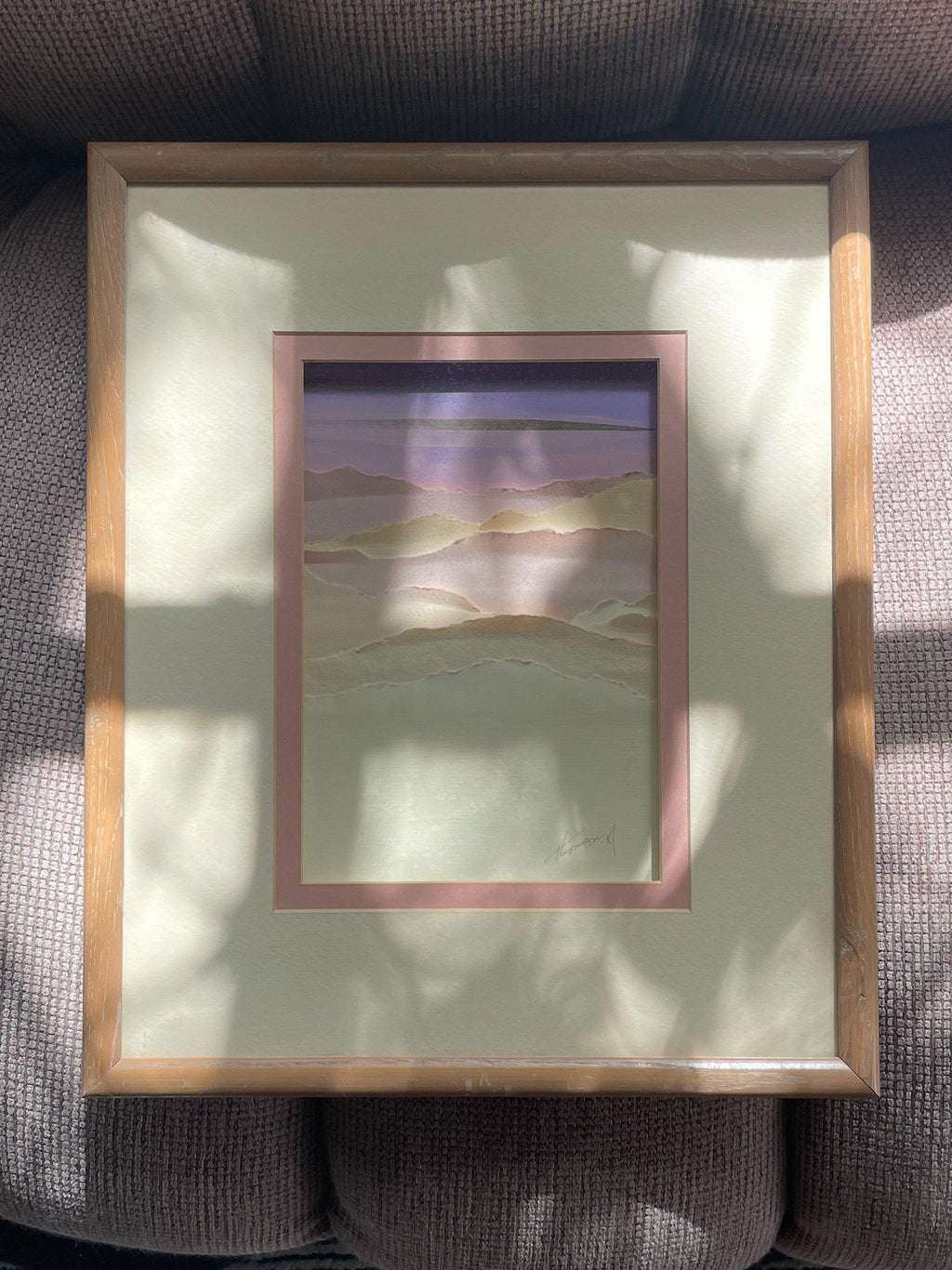 Framed Sunset Landscape Torn Collage, Signed – Abigail Bell